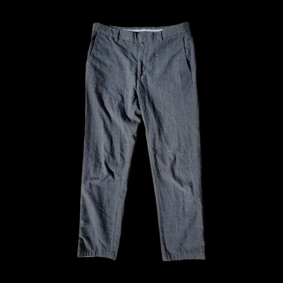 Zara | Pants | Zara Man Mid Rise Dark Grey Slacks With Grid Design ...